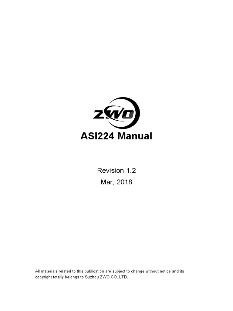 ASI224 Manual: Revision 1.2 Mar, 2018 | PDF | Camera | Analog To ...