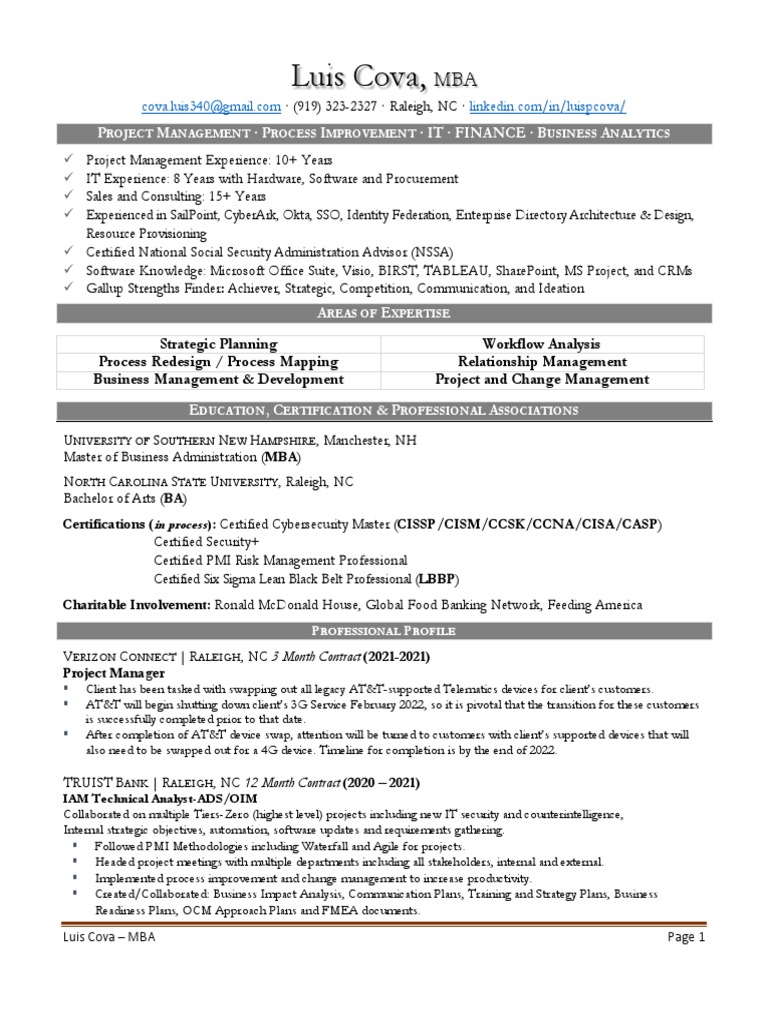 Luis Cova Resume PM-Biz-Tech Analyst FINTECH-12-8-21 | PDF | Software ...