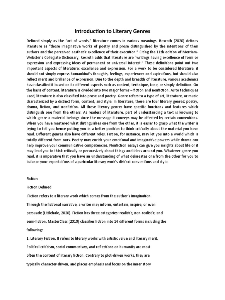 Introduction To Literary Genres | Download Free PDF | Genre | Horror ...