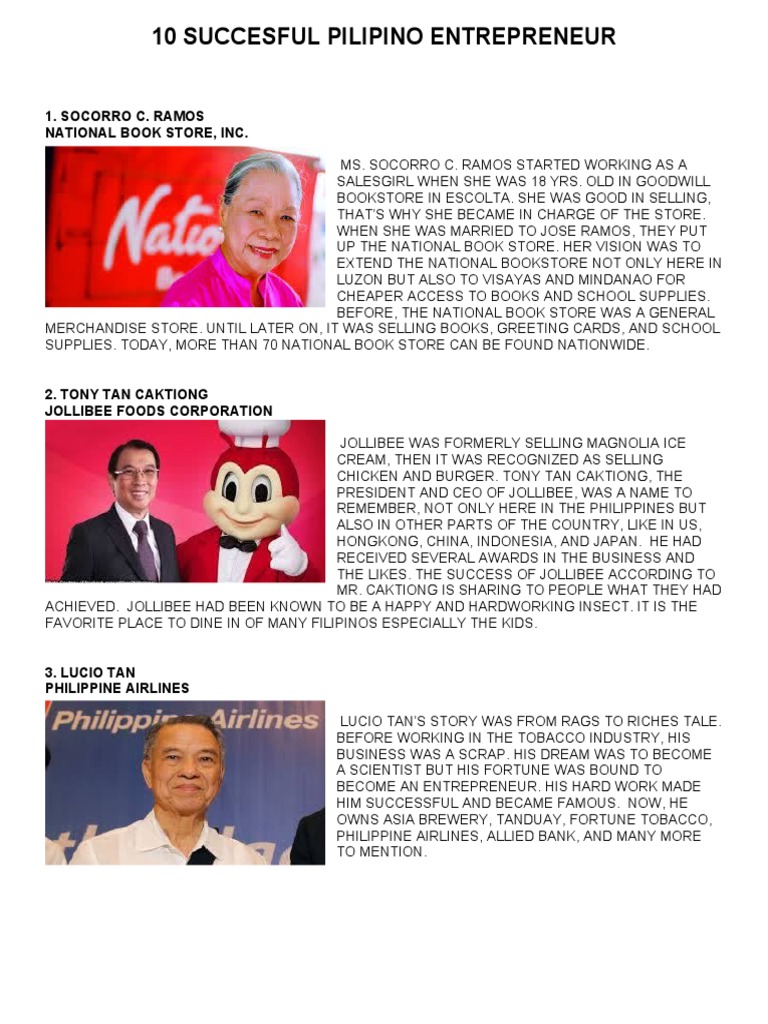 10 Succesful Pilipino Entrepreneur | PDF | Philippines | Companies Of ...