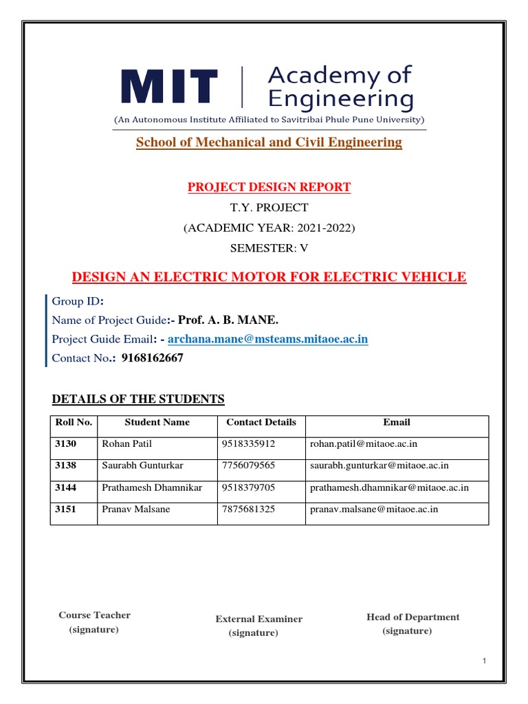 Final Project Design Report Final | PDF | Electric Motor | Electric Vehicle