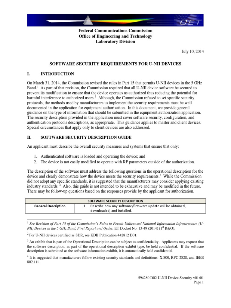 Software Security Req For UNII Devices | PDF | Security | Computer Security