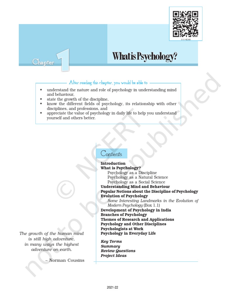 Chapter 1 Psychology | PDF | Psychology | Mind