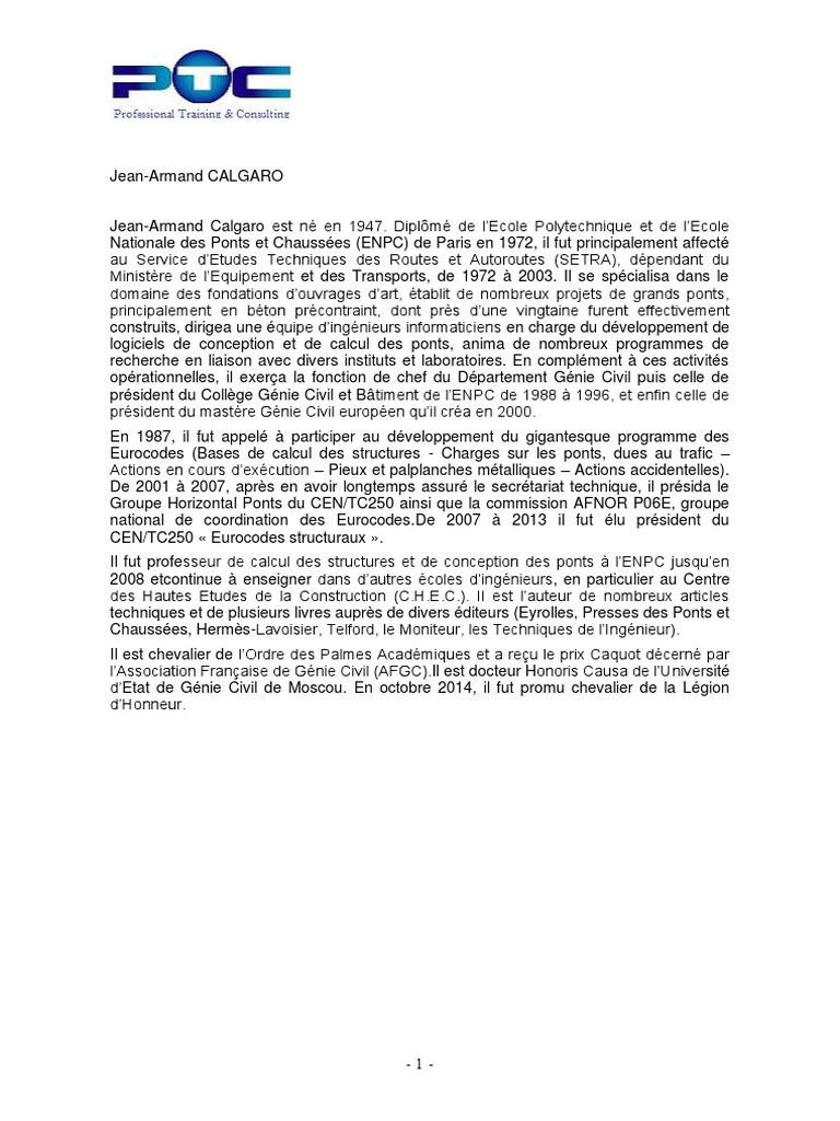Jean-Armand Calgaro : Ingénieur et Académicien | PDF | Art