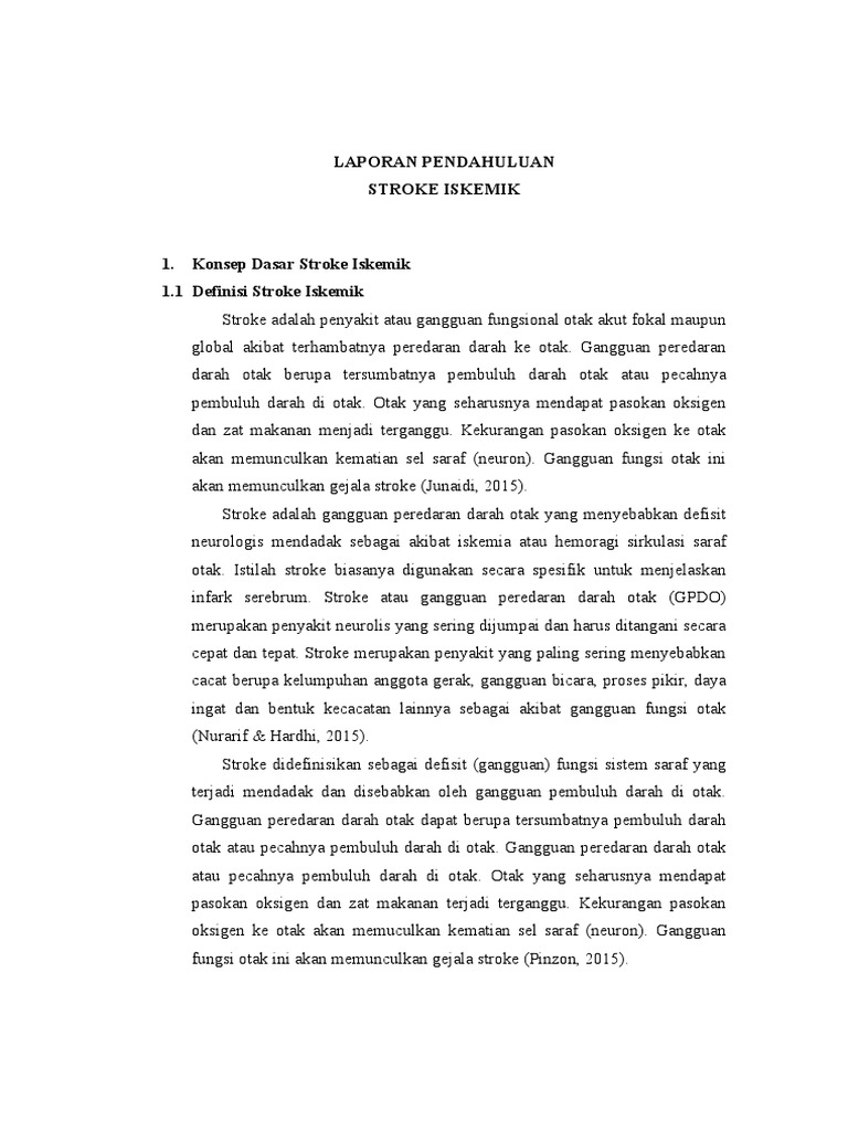 Laporan Pendahuluan Stroke Iskemik | PDF | Sains & Matematika