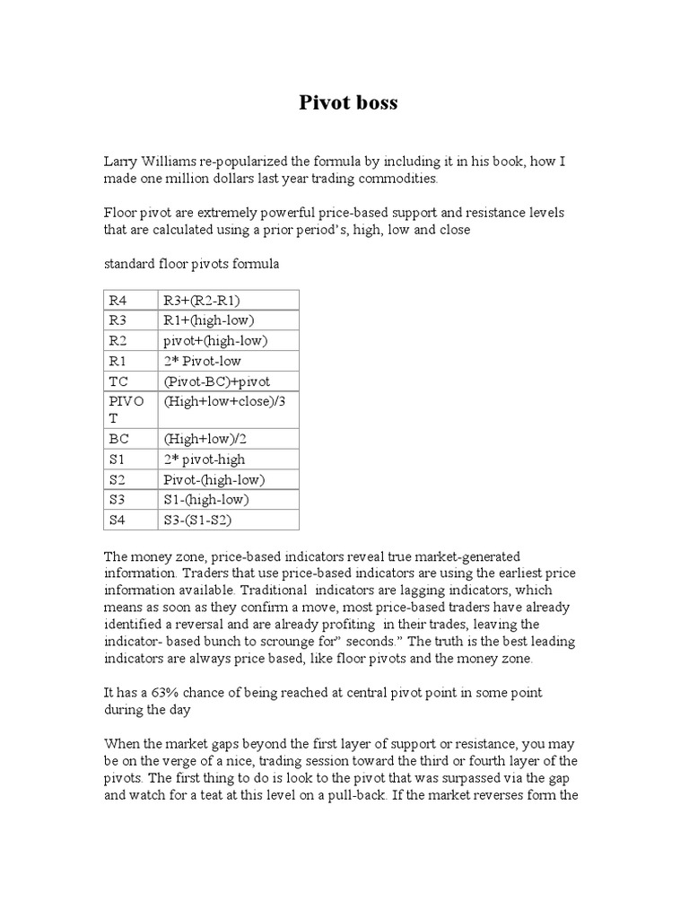 Pivot Boss Note | PDF | Market Trend | Day Trading