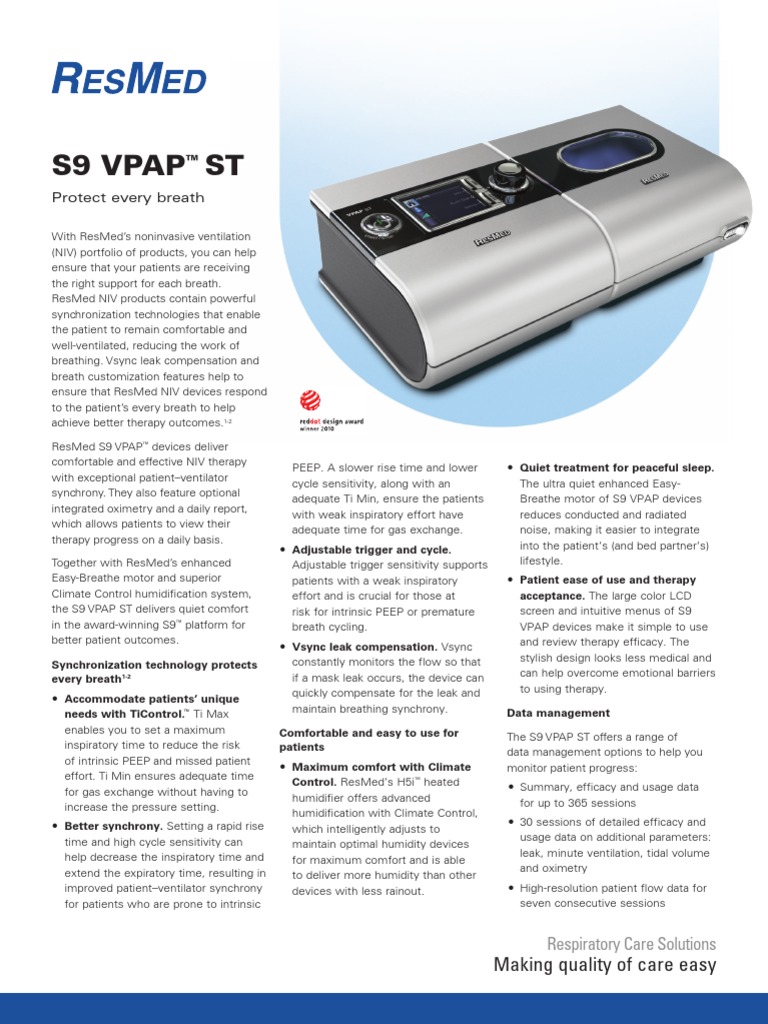 S9 Vpap ST: Protect Every Breath | PDF | Humidity | Clinical Medicine