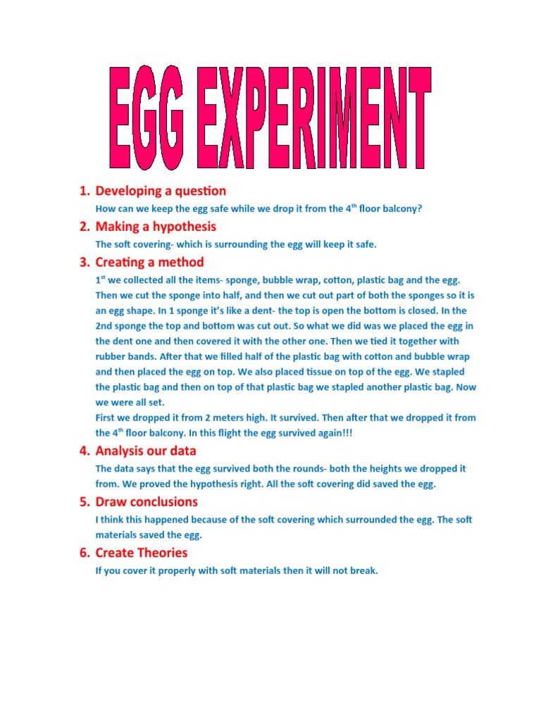 Egg Drop Experiment Success | PDF