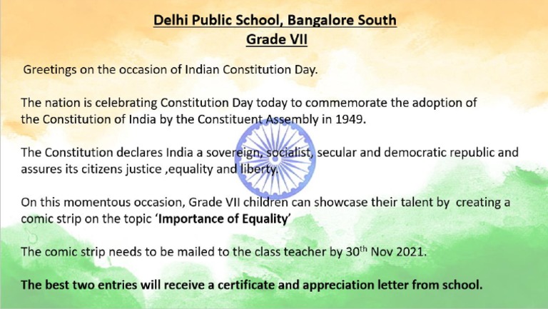 Indian Constitution Day - Grade VII | PDF