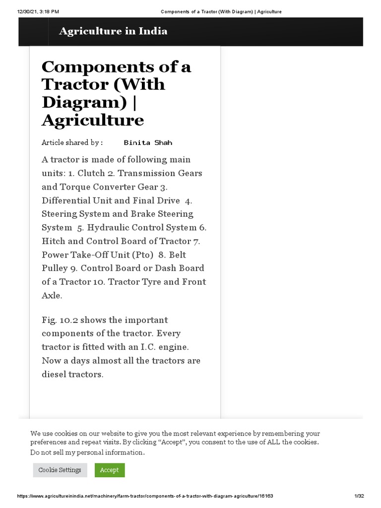 Components of A Tractor (With Diagram) - Agriculture | PDF | Clutch ...