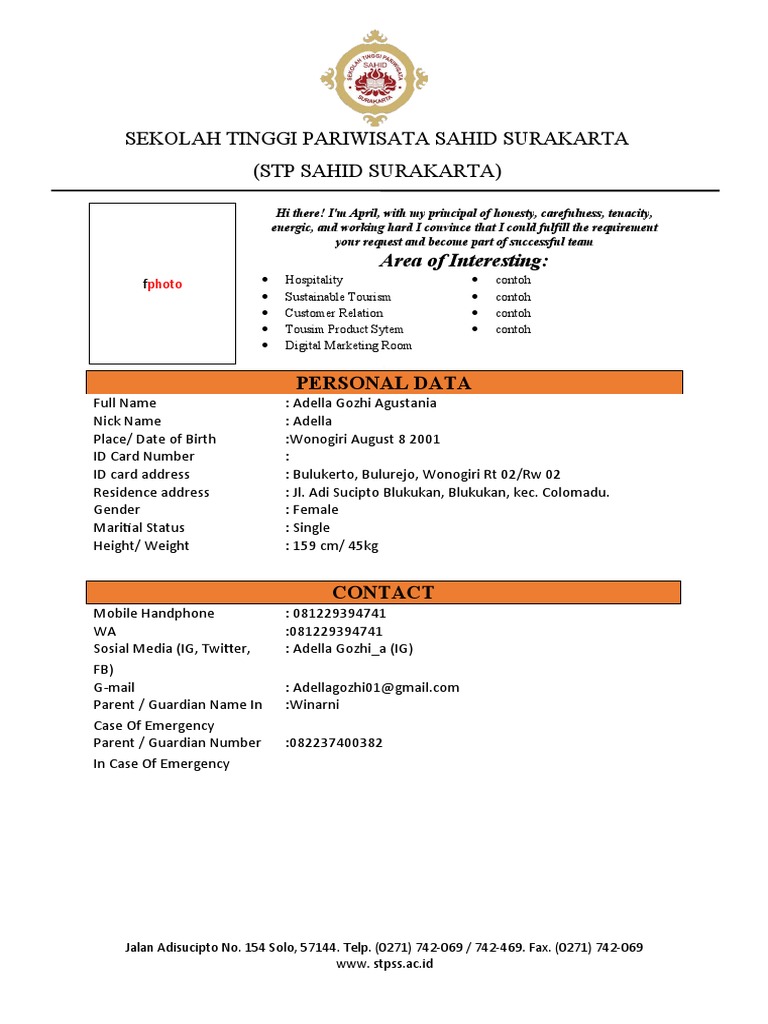 Sekolah Tinggi Pariwisata Sahid Surakarta (STP Sahid Surakarta) | PDF | Social Institutions ...