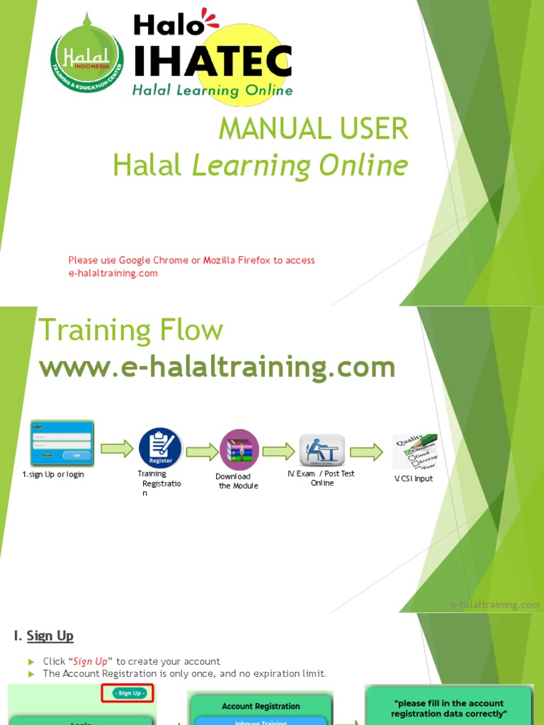 Halal Online Training User Manual | PDF | Login | Computing