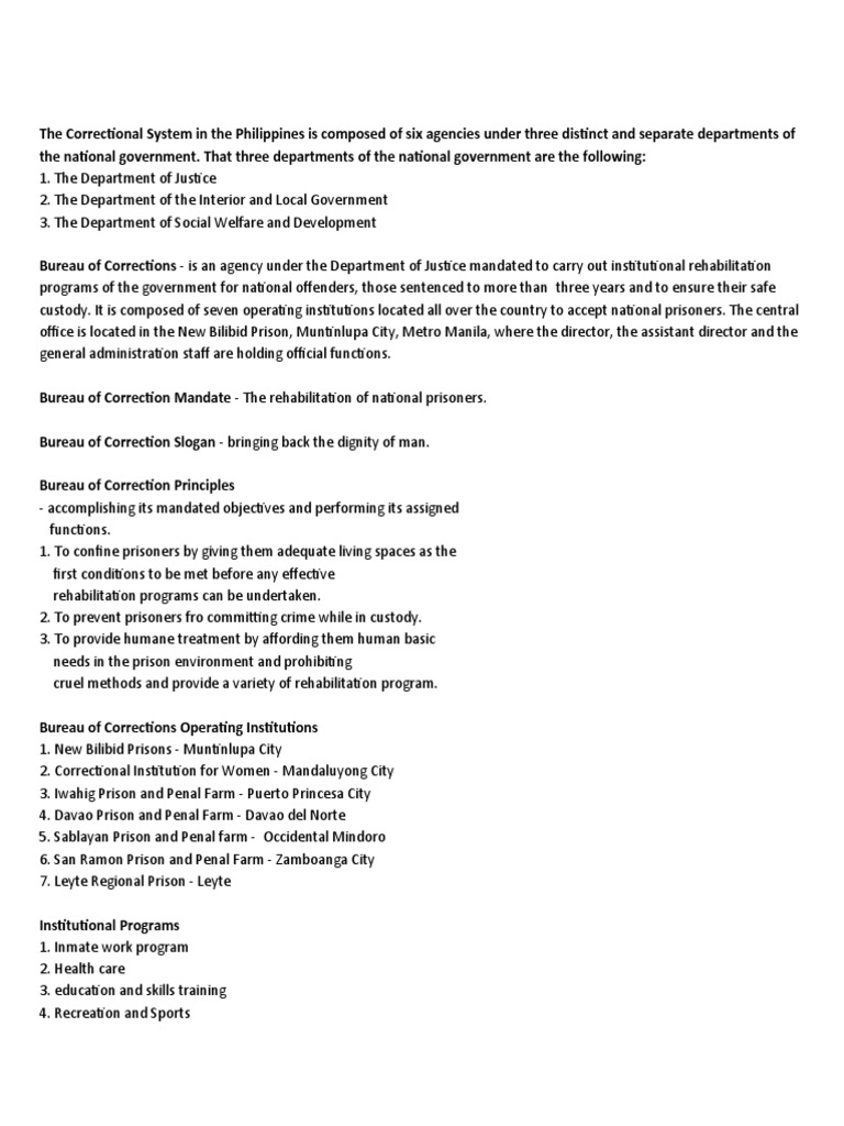 Overview of the Philippine Correctional System | PDF | Probation | Pardon