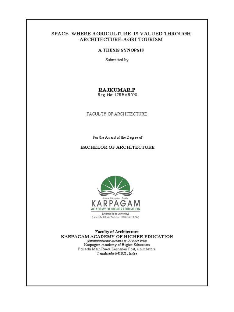 Thesis SYNOPSIS - Agri | PDF | Foods | Infrastructure