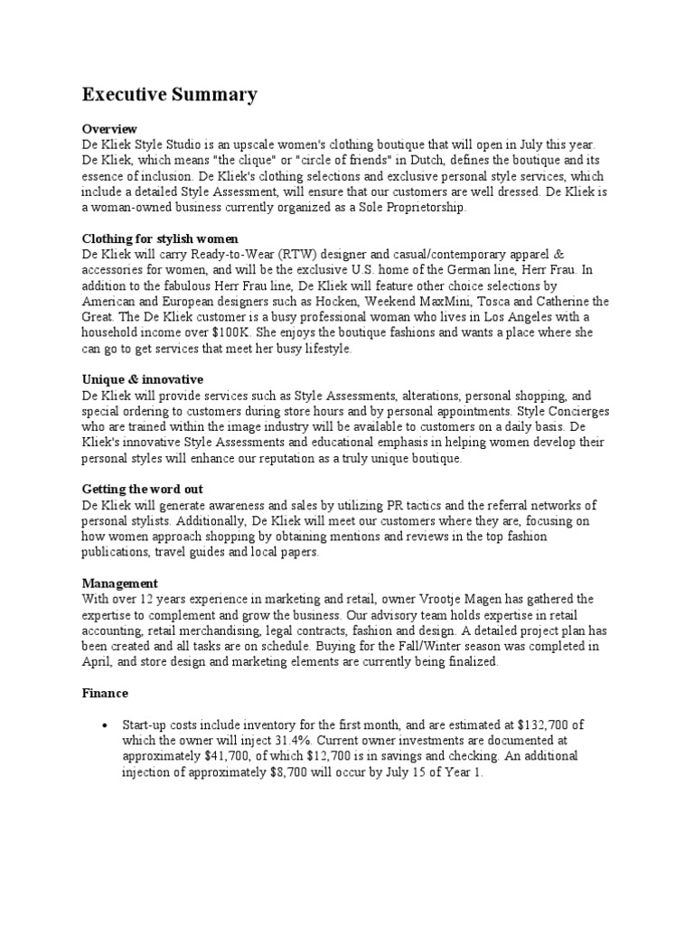 Executive Summary | PDF | Luxury Goods | Retail