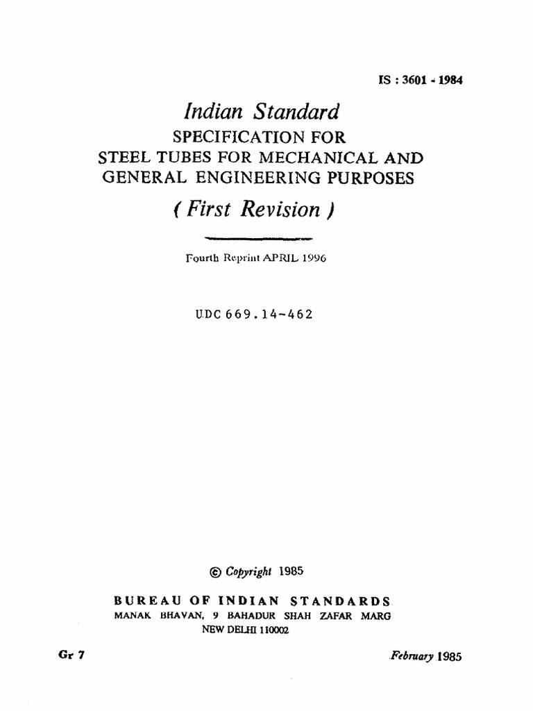 (First Revision) : Indian Standard | PDF | Pipe (Fluid Conveyance ...