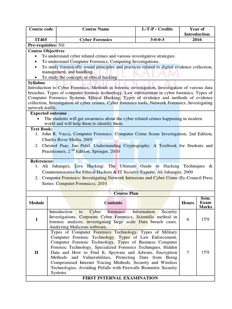 IT465 Cyber Forensics | PDF | Computer Security | Security