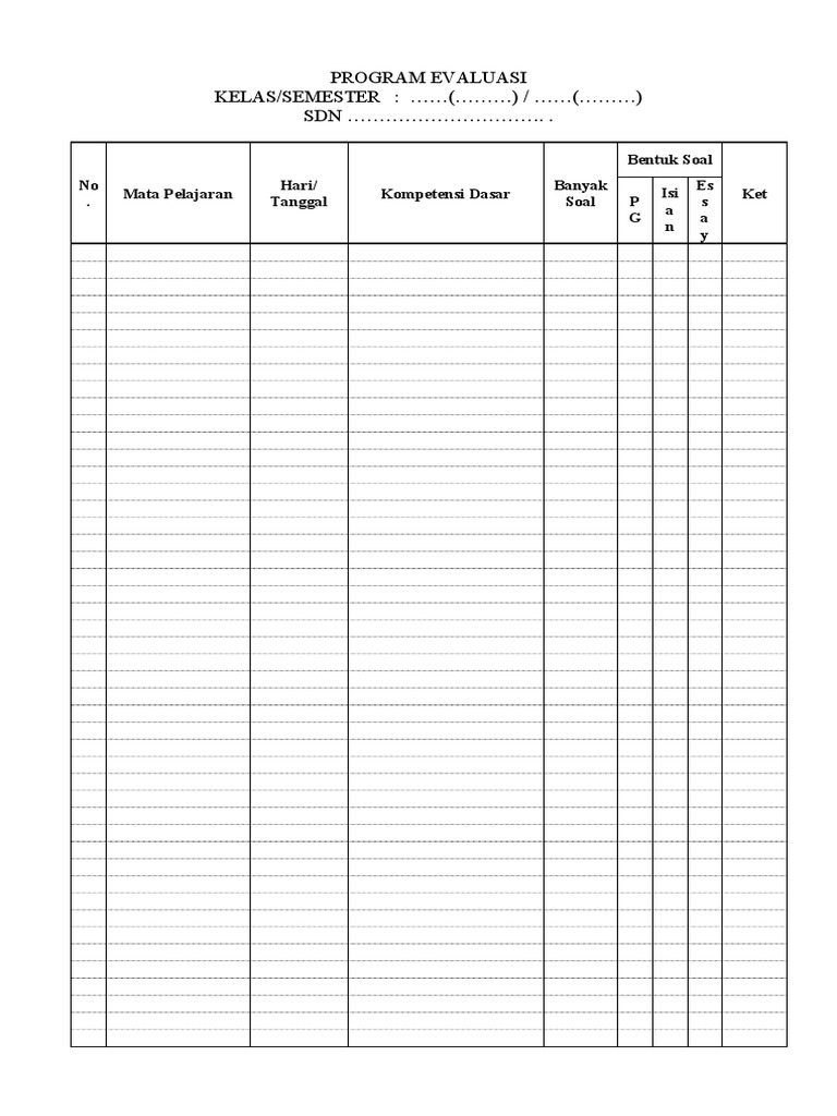 Format Program Evaluasi | PDF