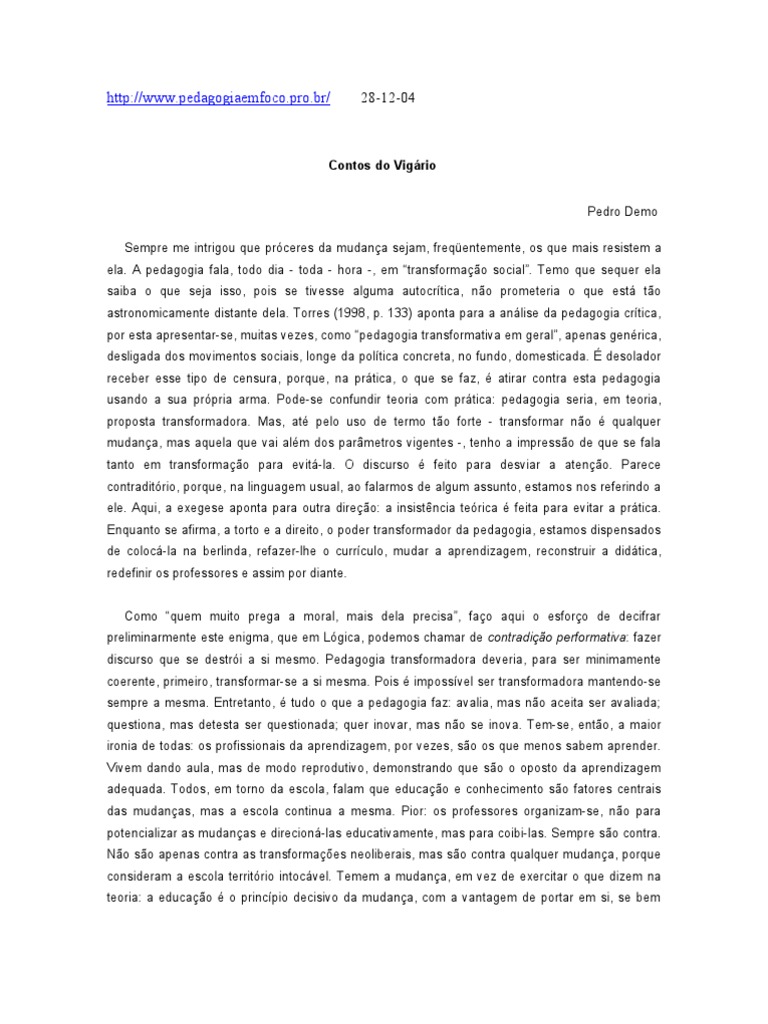 Contos Do Vigario - Ironias Da Educ - Ext - Pedro Demo | PDF ...
