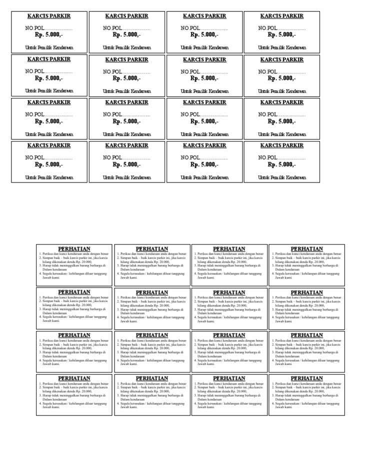 Karcis Parkir | PDF