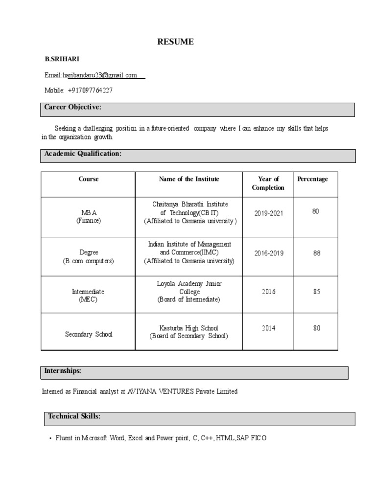 TCS CV | PDF