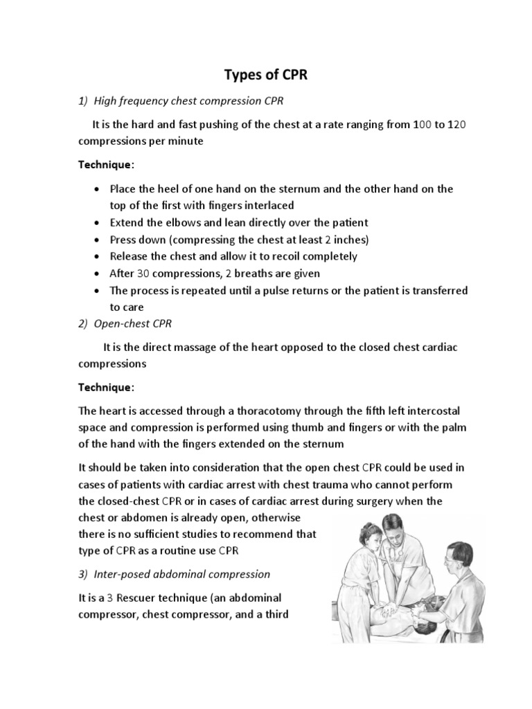 Types of CPR: 1) High Frequency Chest Compression CPR | PDF