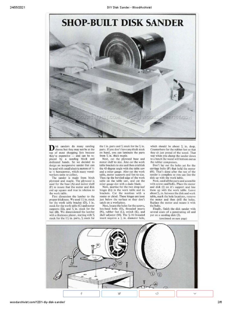 DIY Disk Sander 2 WoodArchivist PDF Woodworking Crafts