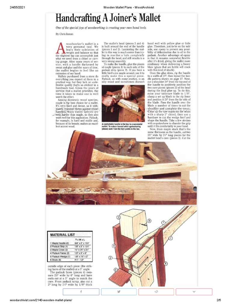 Wooden Mallet Plans - WoodArchivist | PDF | Woodworking | Wood
