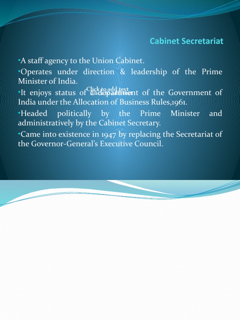 Cabinet Secretariat: Click To Add Text Click To Add Text | PDF ...