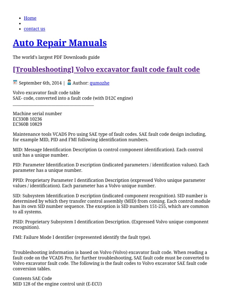 VOLVO Machine Fault Code | PDF | Fuel Injection | High Voltage