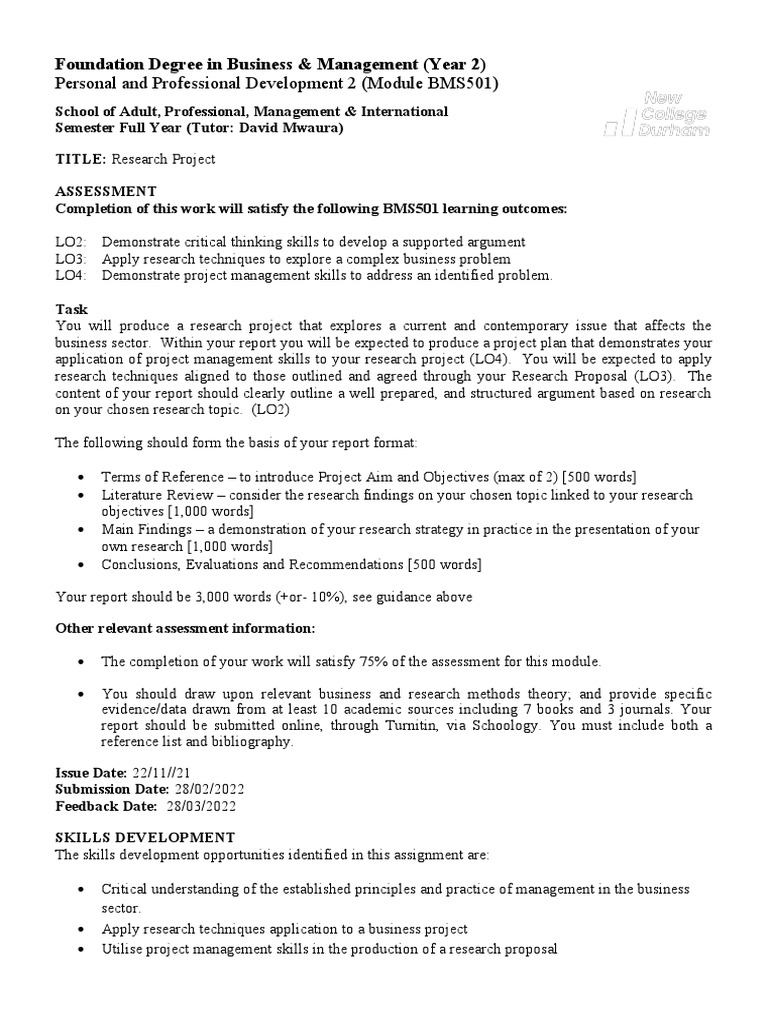 Ppd2 Assignment Brief 2 Research Project 21 22 | PDF | Critical ...