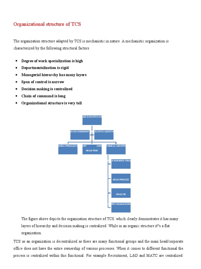 Organizational Structure of TCS | Download Free PDF | Organizational ...