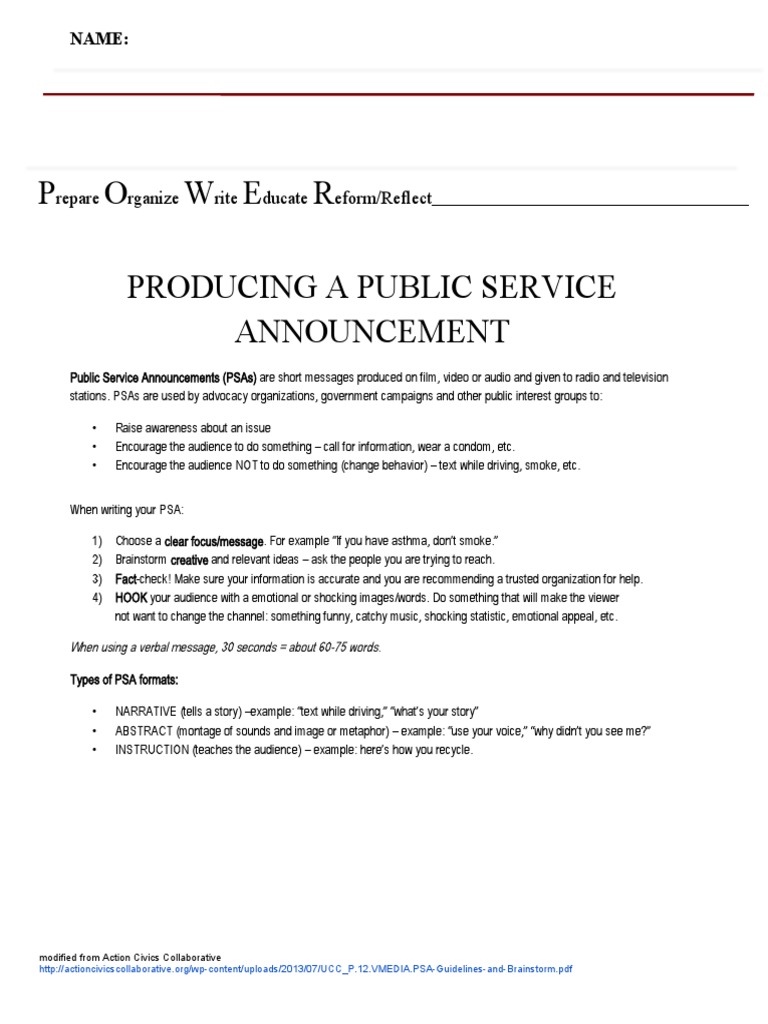 How To Create A PSA | PDF | Camera