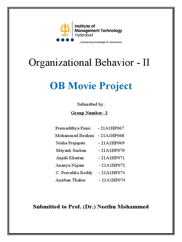 Organizational Behavior - II: OB Movie Project | PDF | Expert ...