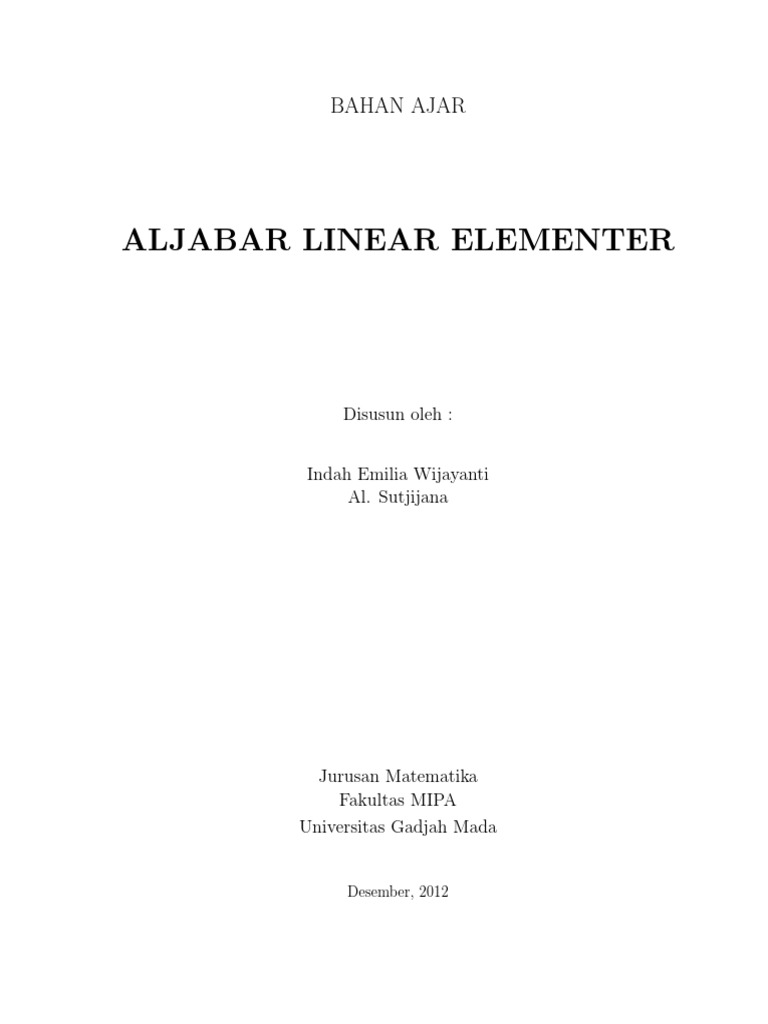 Aljabar Linear Elementer | PDF
