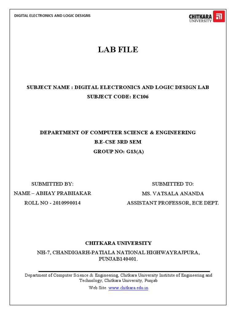 Experiment-2,3 Abhay - Prabhakar 2010990014 | PDF | Digital Electronics ... Experiment-2,3 Abhay - Prabhakar 2010990014 | PDF | Digital Electronics ...
