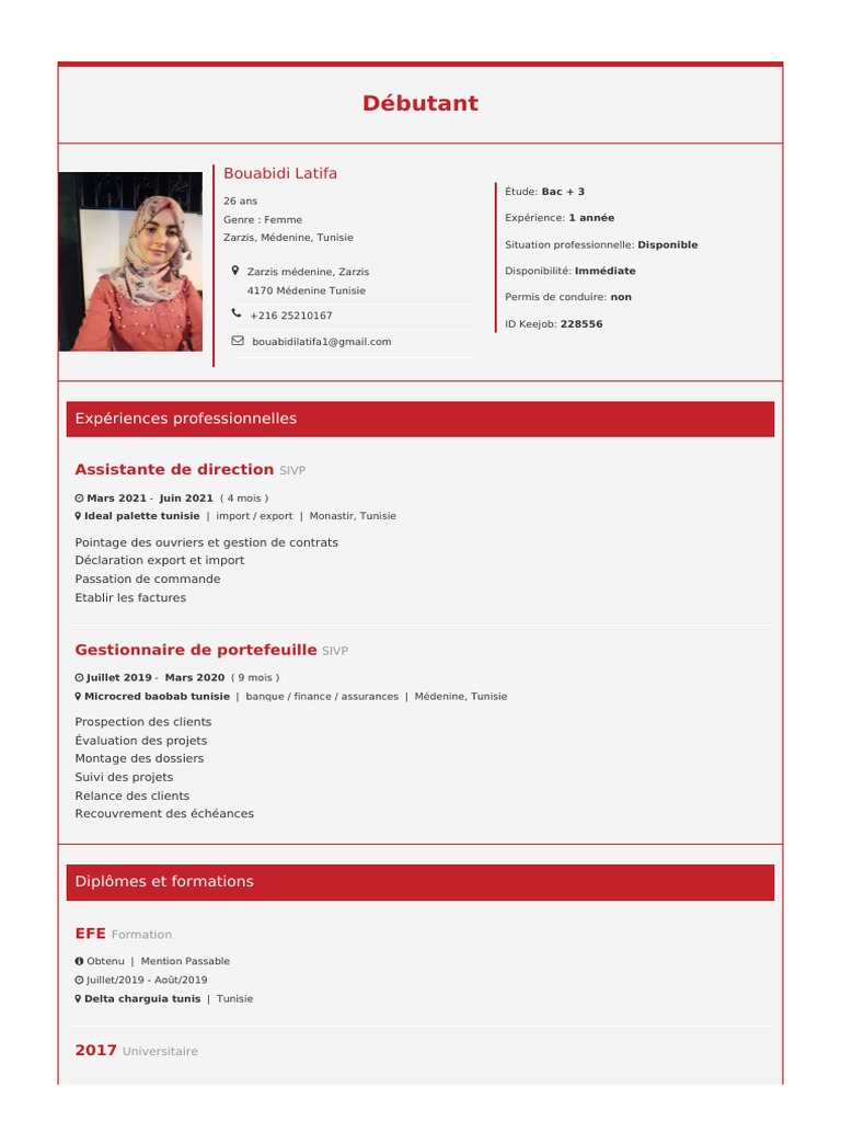 CV Keejob 228556 | PDF