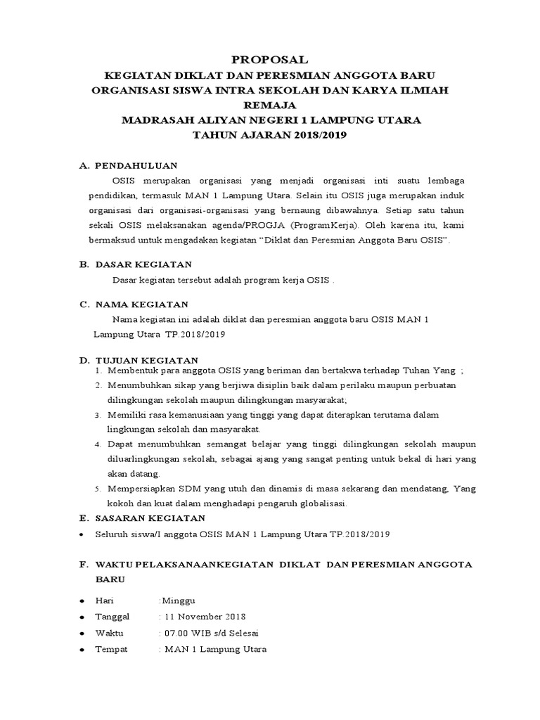 Proposal Kegiatan Diklat 2018 M. Safei 'L' | PDF