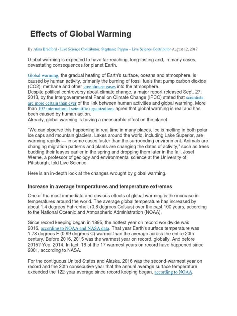 Effects of Global Warming | PDF | Climate Change | Tropical Cyclones