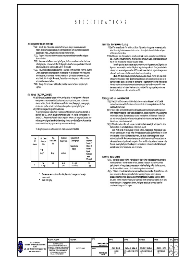 DPWH Riprap Design Specification | PDF | Concrete | Building Materials