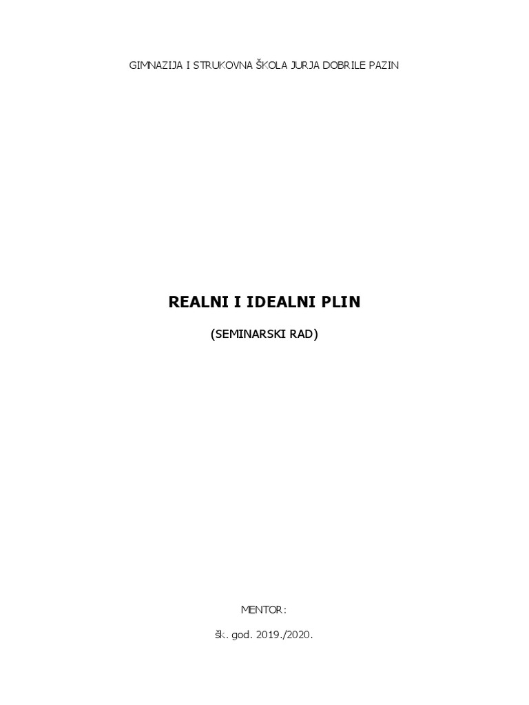 Realni I Idealni Plin | PDF