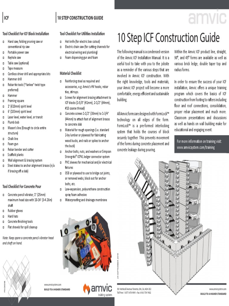 Amvic Icf 10 Step Construction Guide Pdf Drill Concrete