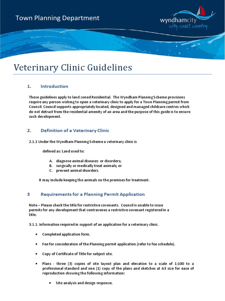 Guidelines for Establishing Veterinary Clinics in Residential Areas of ...