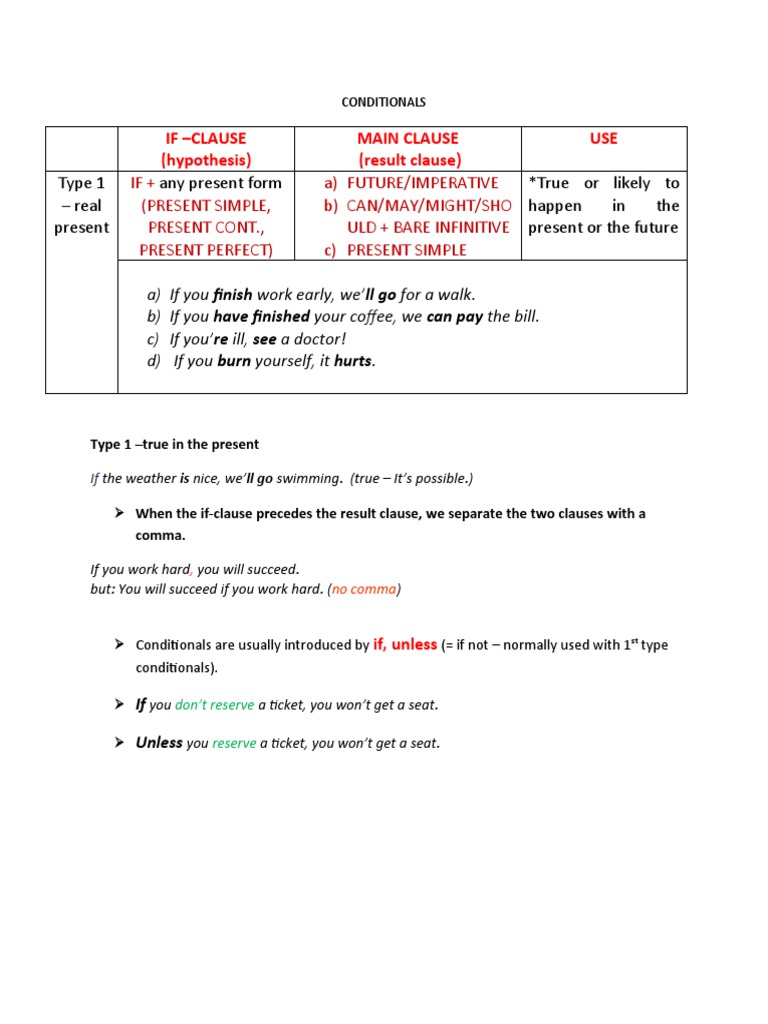 First Conditional Theory | PDF
