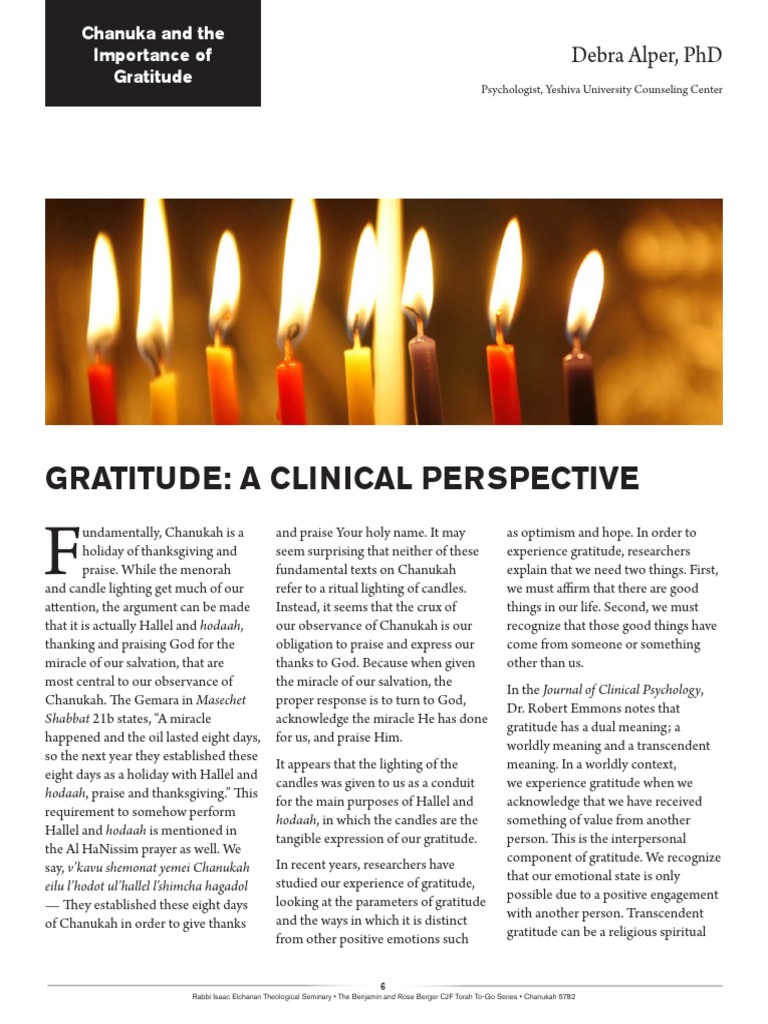 Gratitude: A Clinical Perspective: Debra Alper, PHD | PDF | Gratitude ...