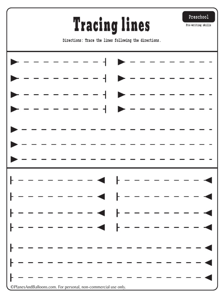 Tracing Horizontal Lines Worksheets PDF | PDF