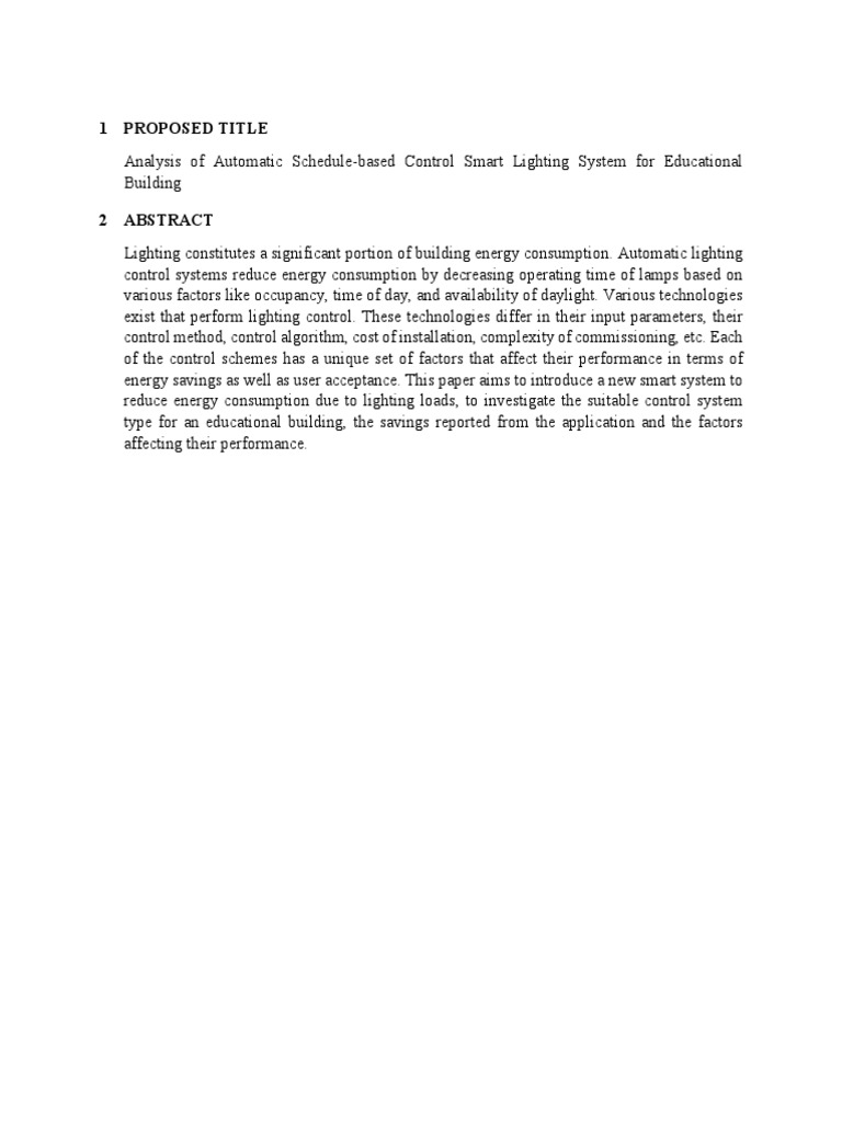 Project Proposal | PDF | Lighting | Energy Conservation