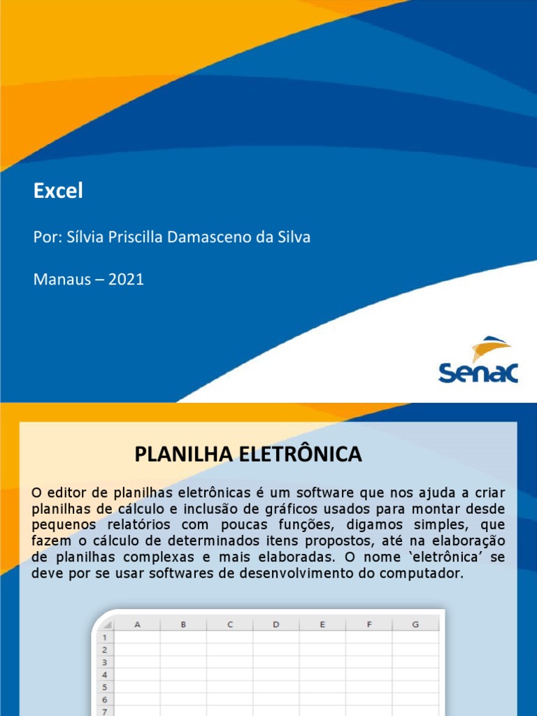 Aula 1 - Excel - Informática Básica | PDF | Planilha | Microsoft Excel