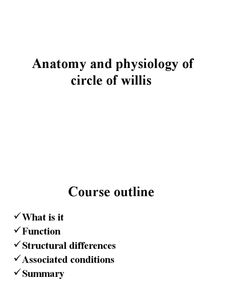 Anatomy and Physiology of Circle of Willis | PDF | Stroke | Diseases ...