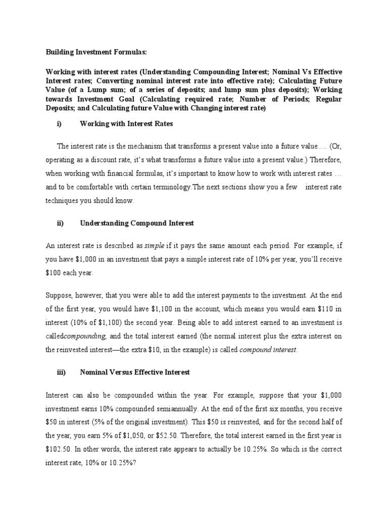 Investment Formulas | PDF | Interest | Present Value